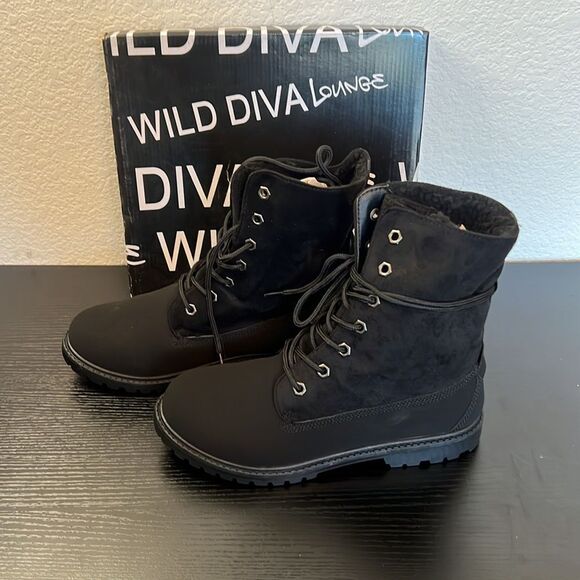 Wild Diva | Shoes | Wild Diva Loungeblack Chunky Sole Lace Up Ankle ...